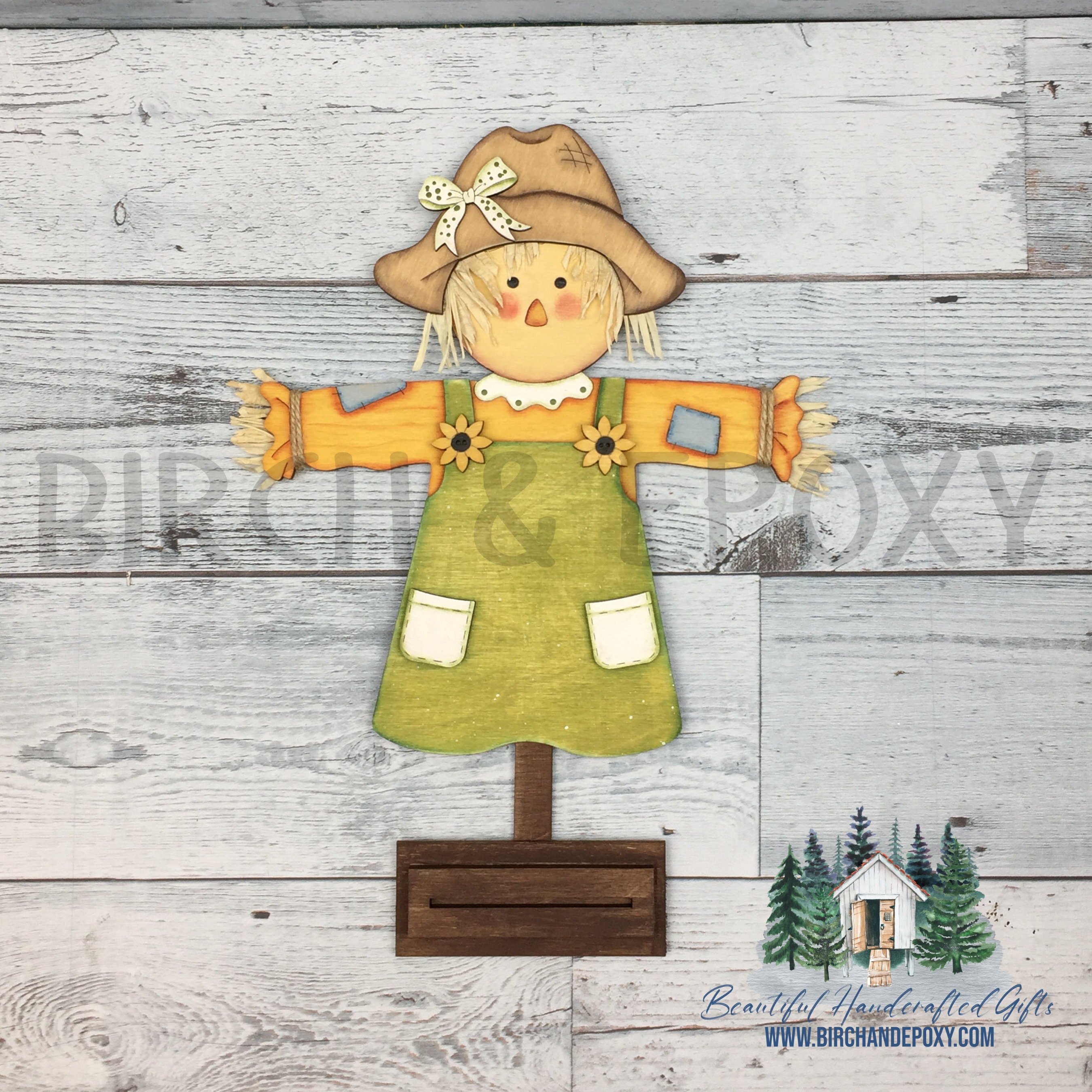 Hand-painted Fall Shelf Sitter Decor - Adorable Autumn Scarecrow Accent ...