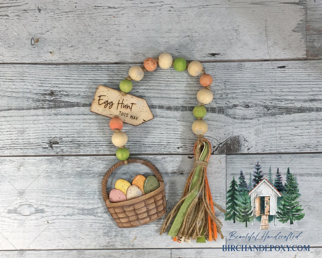 Easter Garland - Rustic Easterdecor With Wooden - Beadstiered Tray ...