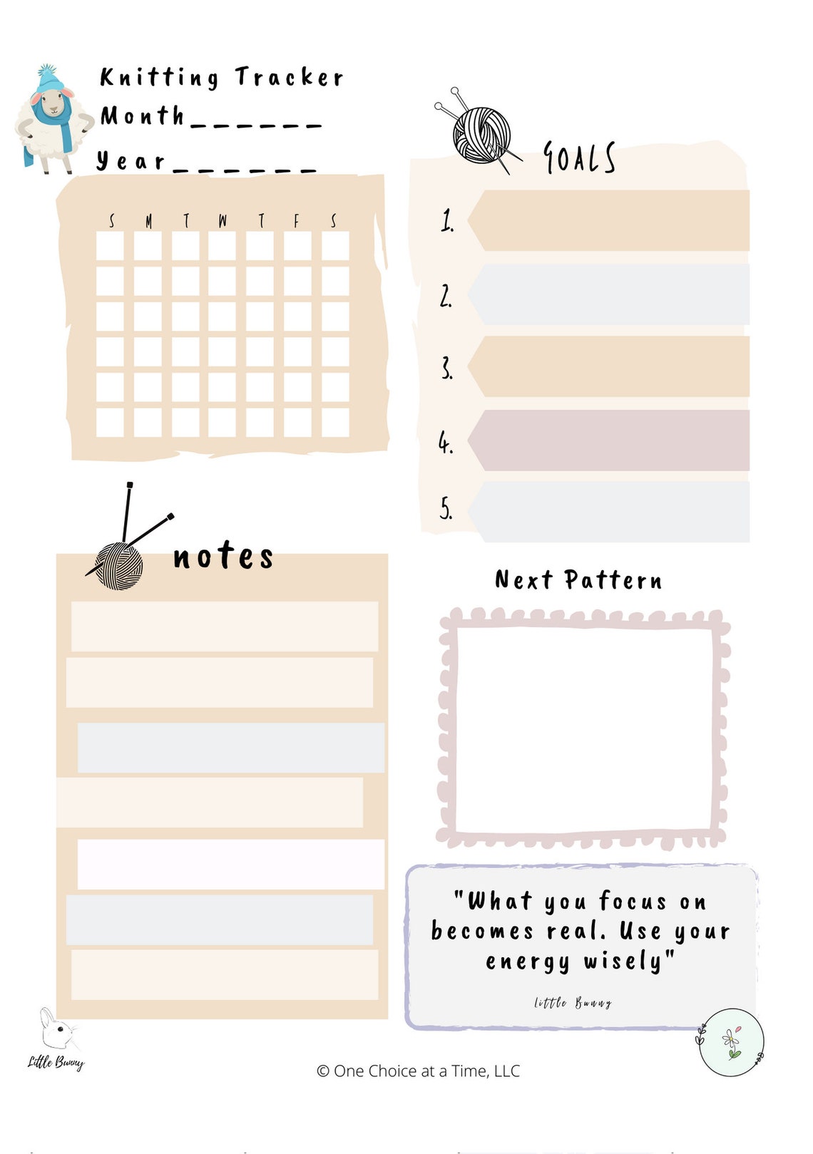 Knitting Project Planner, Knitting Monthly Planner, Knitter's Daily ...