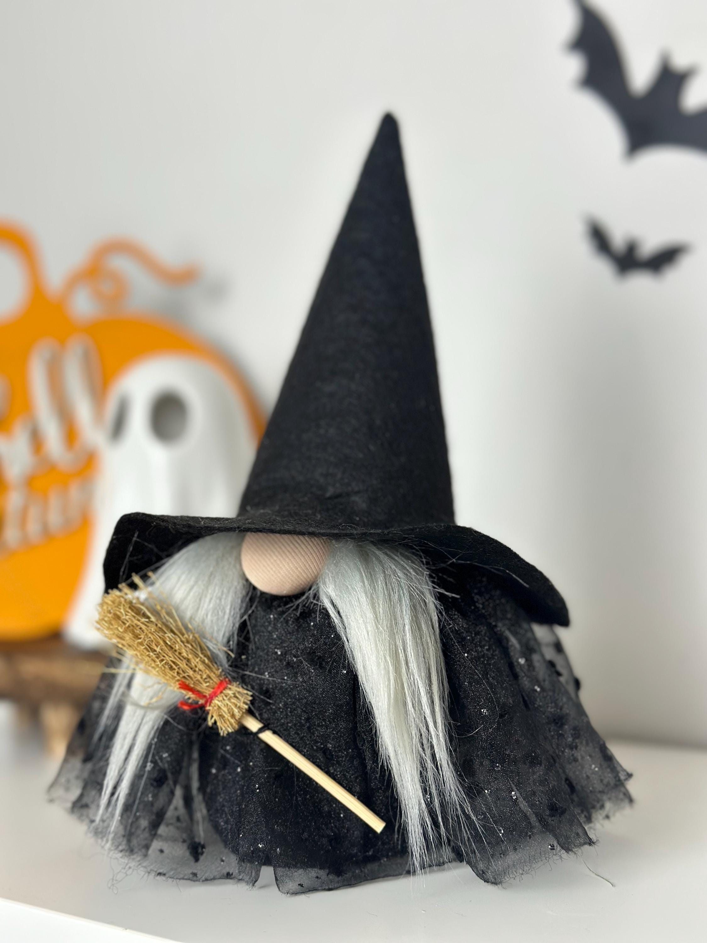 Halloween Witch Gnome With Broom Scary Autumn Decor Stuffed Halloween ...