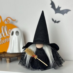 Halloween Witch Gnome With Broom, Spooky Autumn Decor - Etsy
