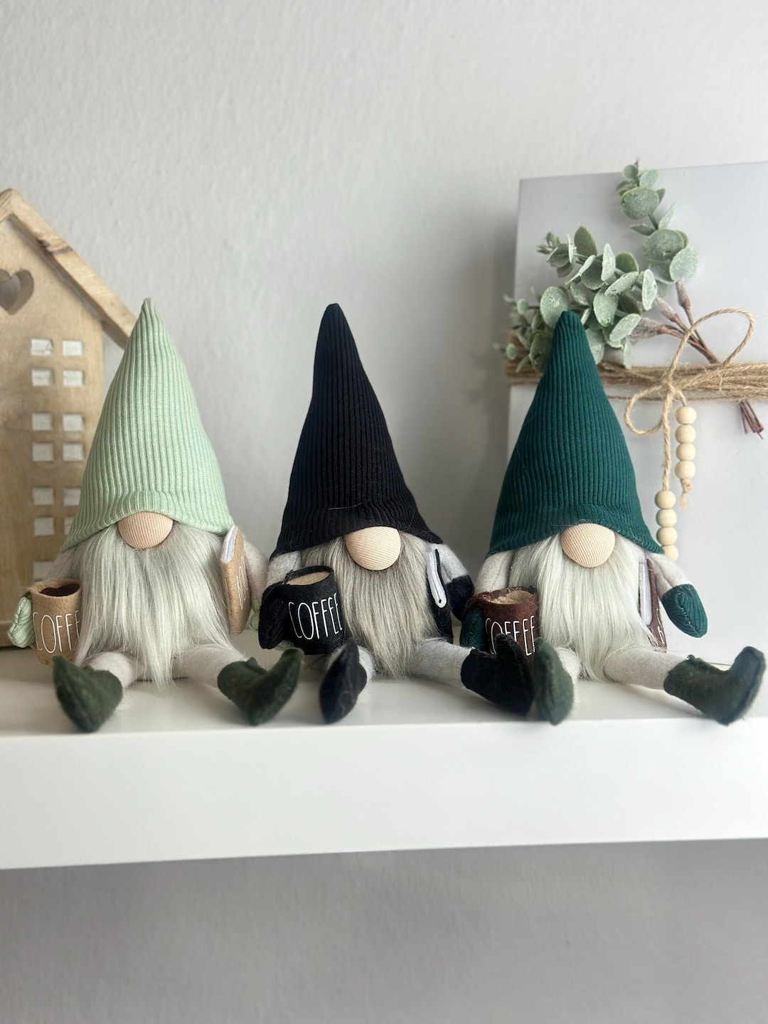 Bookshelf Coffee Gnome Gift Decor Reading a Book Gnome Literary Lover ...