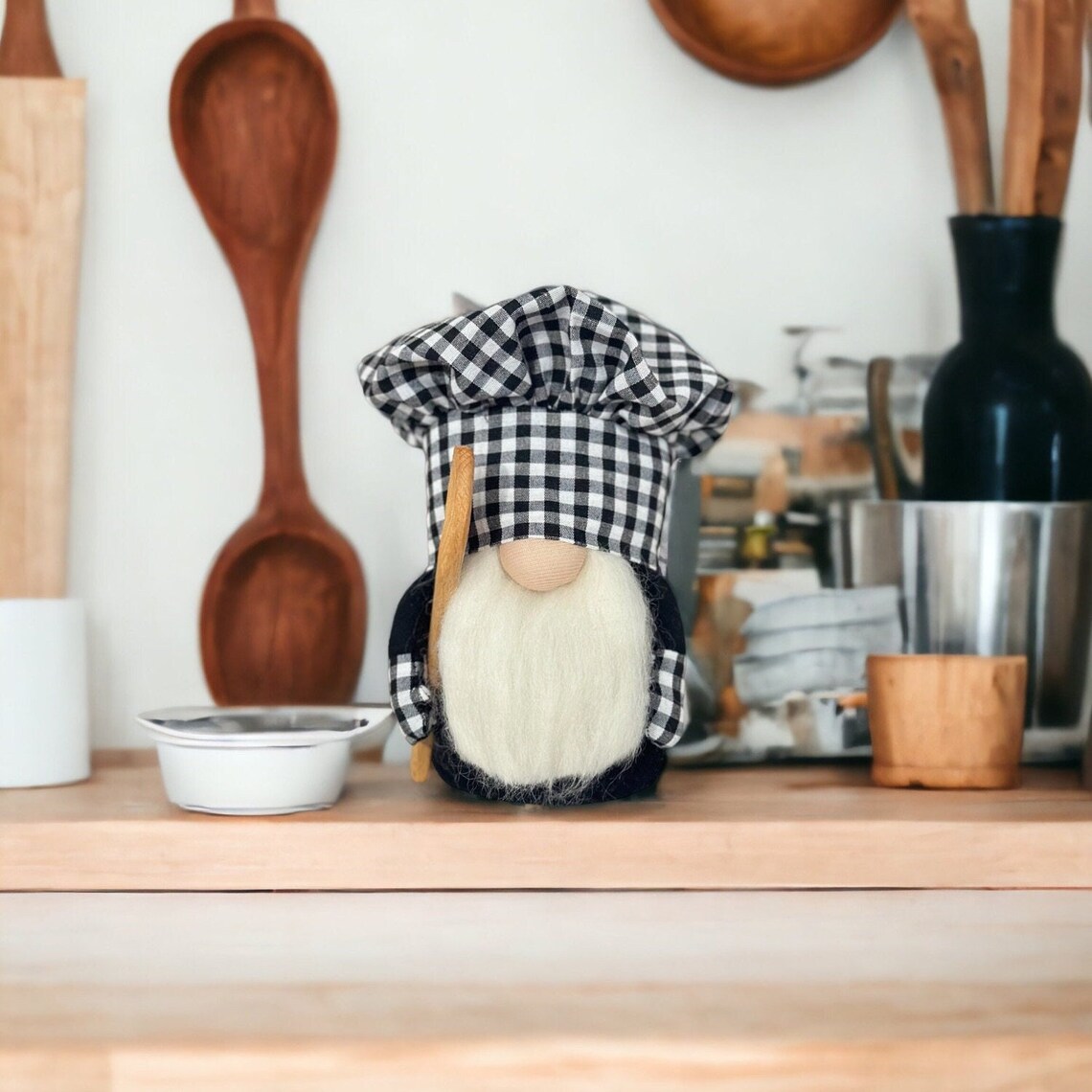 Gingham Chef Gnome Kitchen Gnome Couple Cook Gnome Kitchen - Etsy