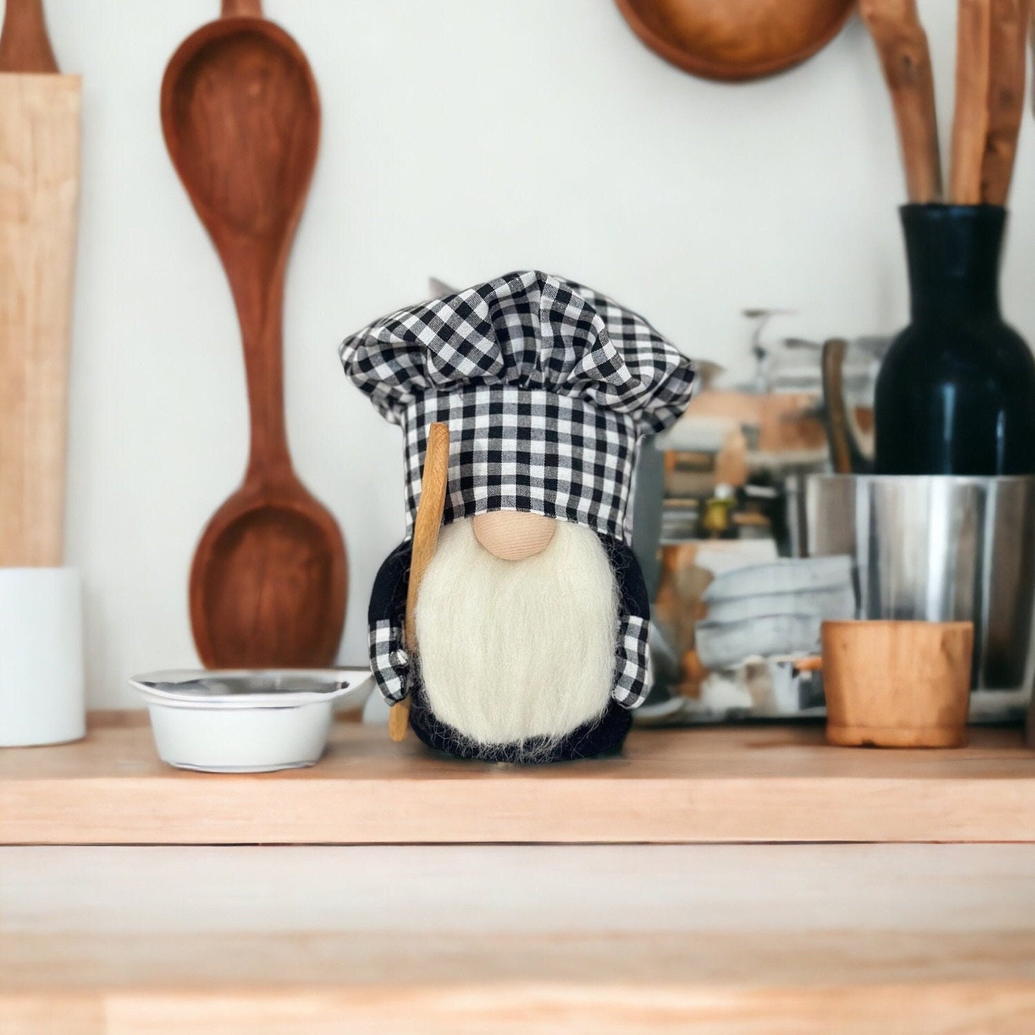 Gingham Chef Gnome Kitchen Gnome Couple Cook Gnome Kitchen - Etsy