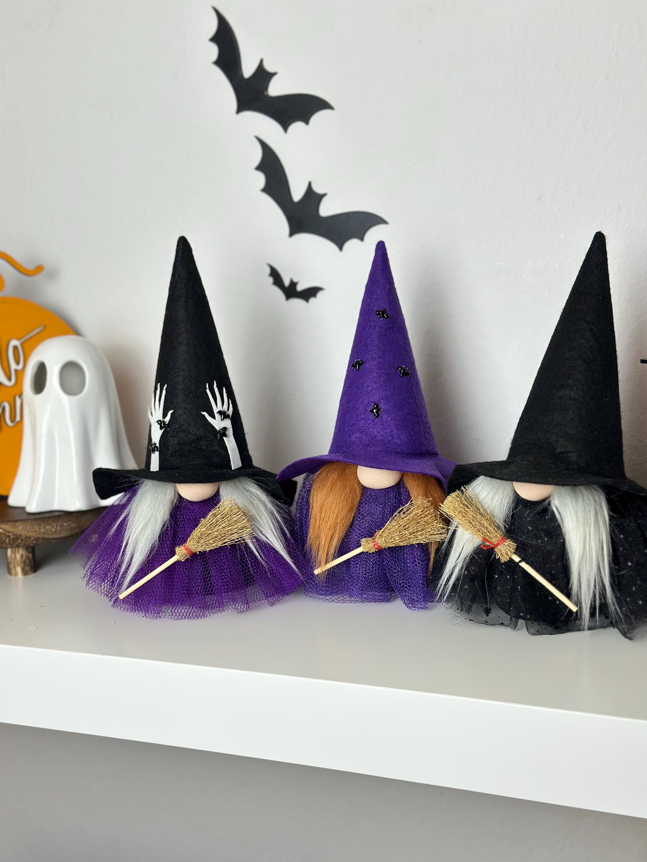 Halloween Witch Gnome With Broom Scary Autumn Decor Stuffed Halloween ...