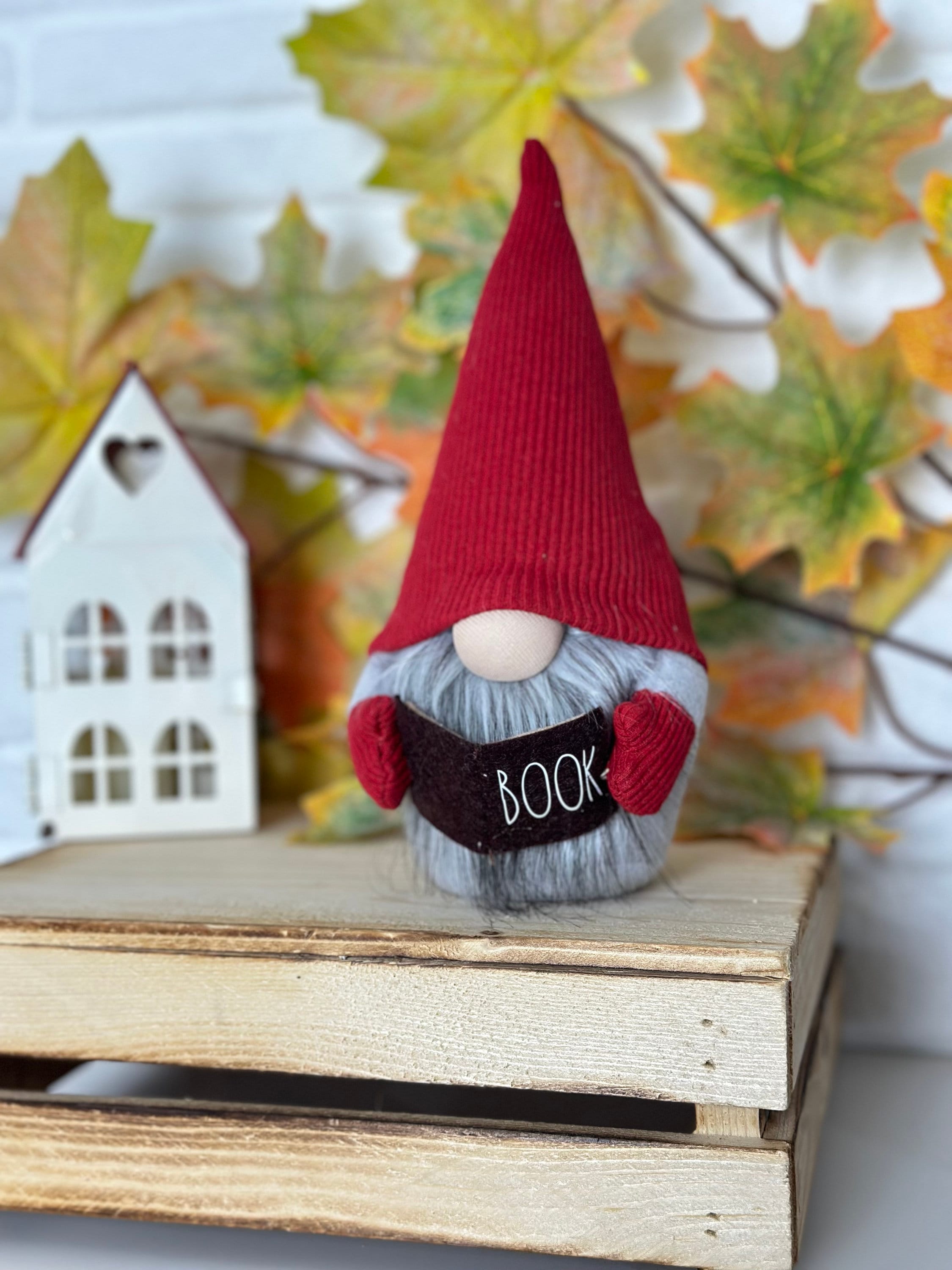 Book Shelf Gnome Decor Reading a Book Gnome Literary Lover Gift Tiered ...