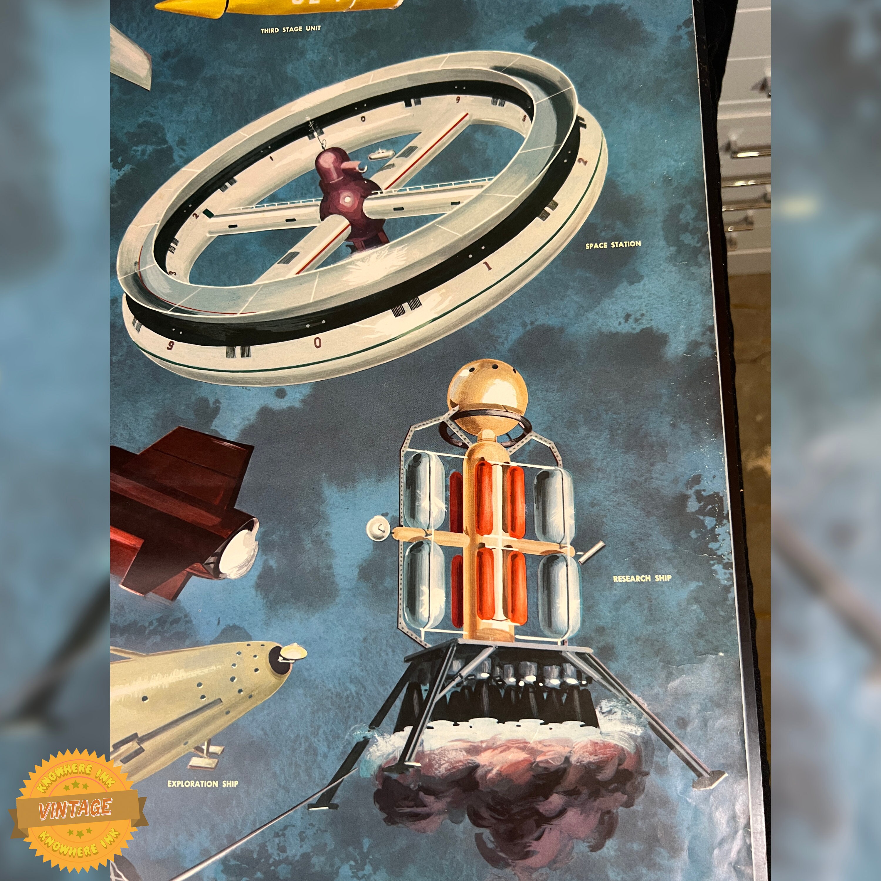 Vintage 1959 Space Age Educational 23x34 Poster Rocket Ship NASA Sci-fi ...