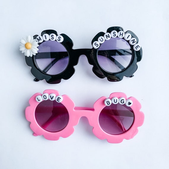 New Personalized Sunglasses Custom Word Sunglasses Flower Etsy