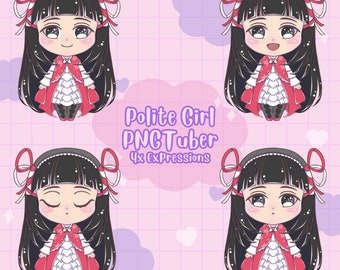 Pngtuber: Polite Girl - 4x Expressions for OBS Streamlabs Twitch ...