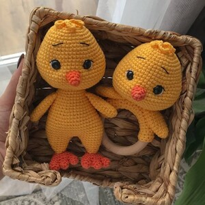 Сhicken Crochet Baby Gift Basket Baby Rattle and Toy Congratulation New ...