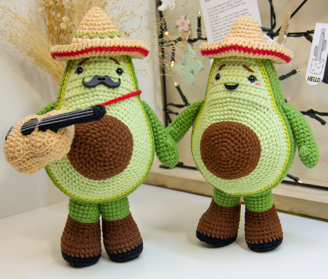 Avocado CROCHET PATTERN Mexican Avocado in Sombrero With Guitar ...
