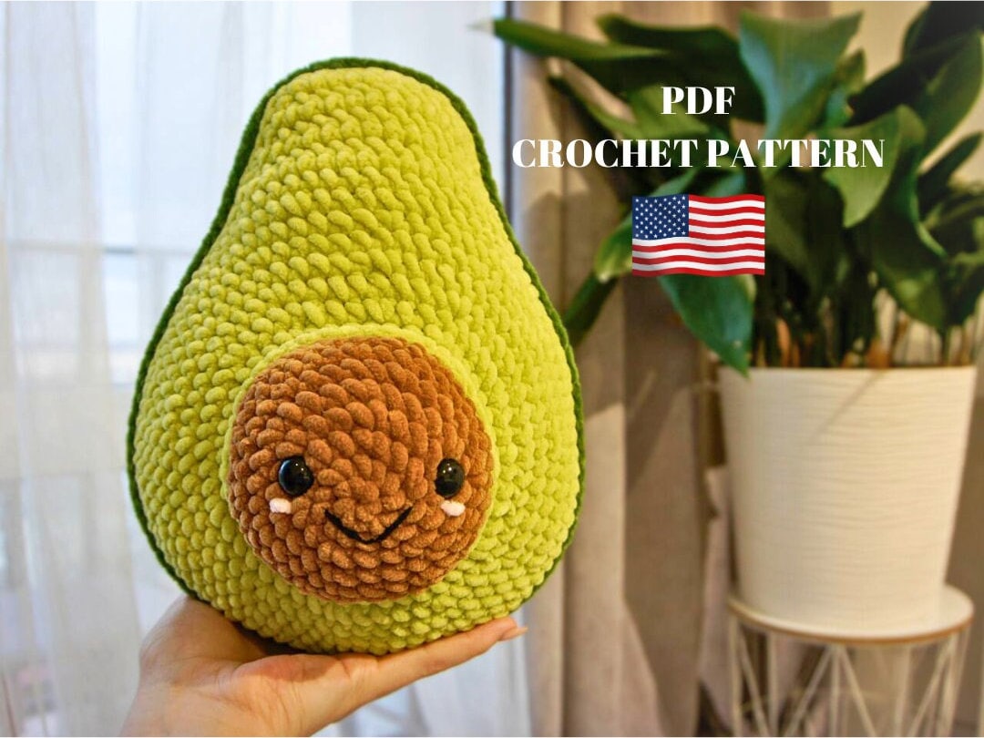 Avocado CROCHET PATTERN Cute Amigurumi Plush Toy Do It Yourself Kawaii ...