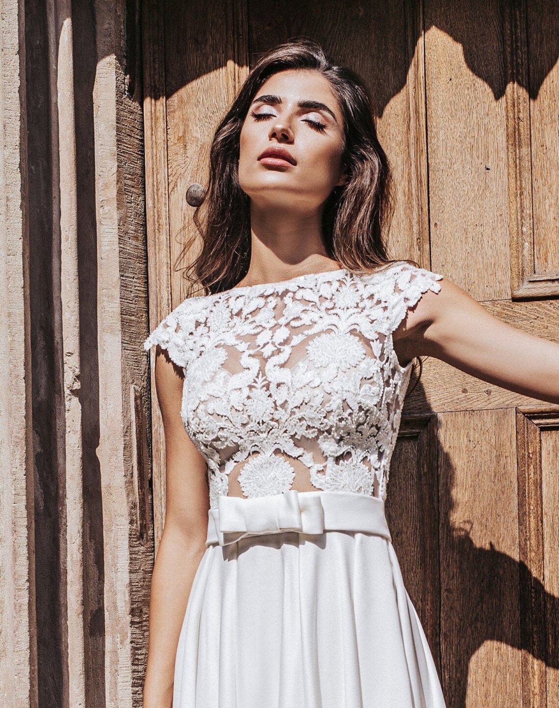 Romantic Satin Lace Wedding Dress - Etsy