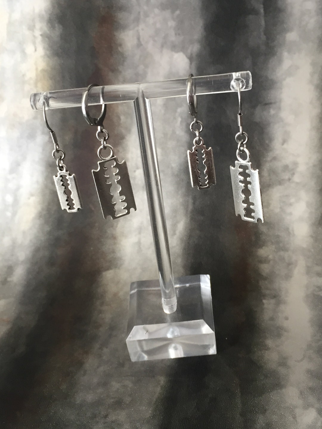 Razor Blade Gothic Halloween Punk Emo Earrings Him Her - Etsy