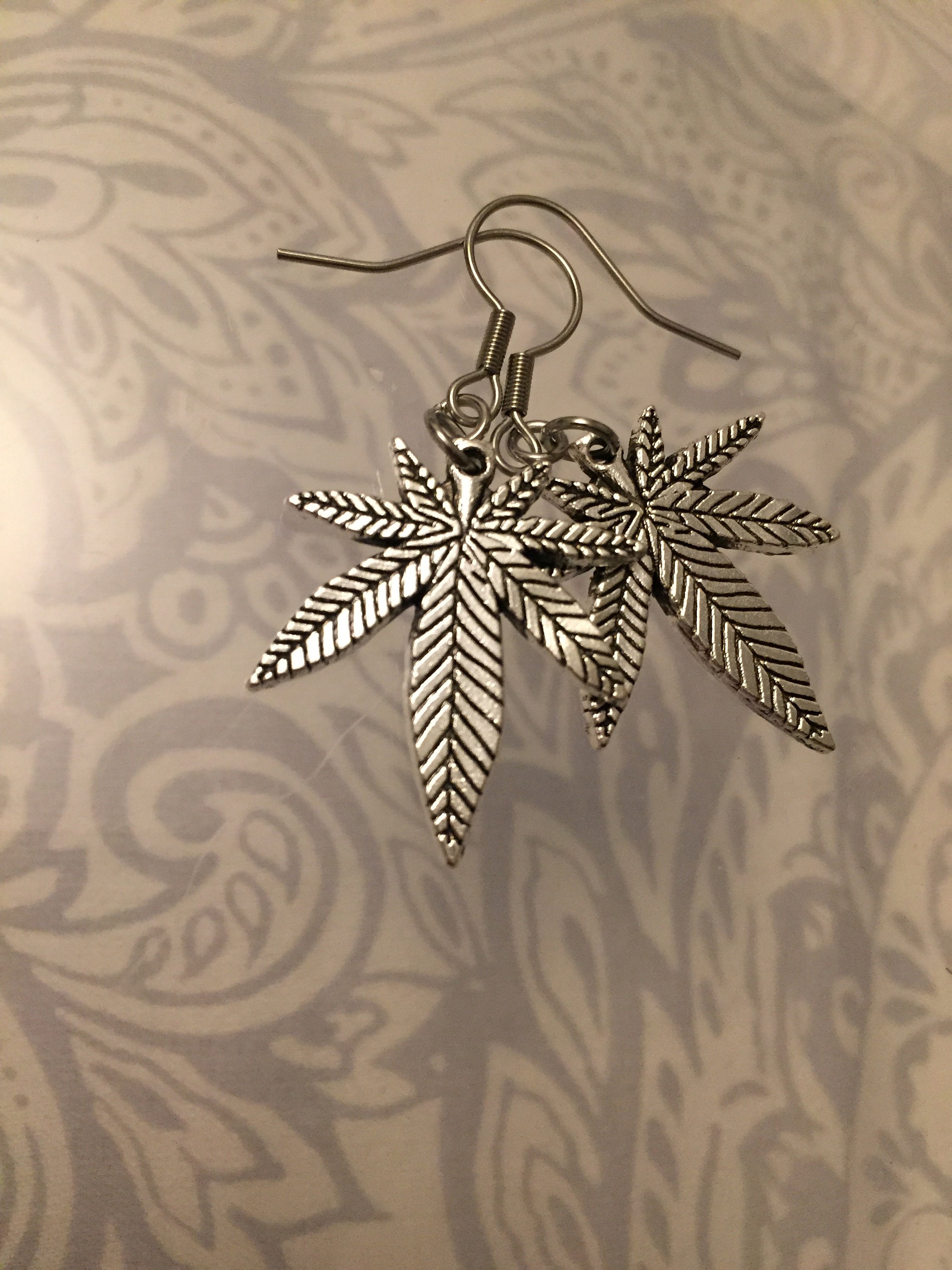 Tibetan Silver or Gold Colour Cannabis Leaf Ganga Weed - Etsy UK