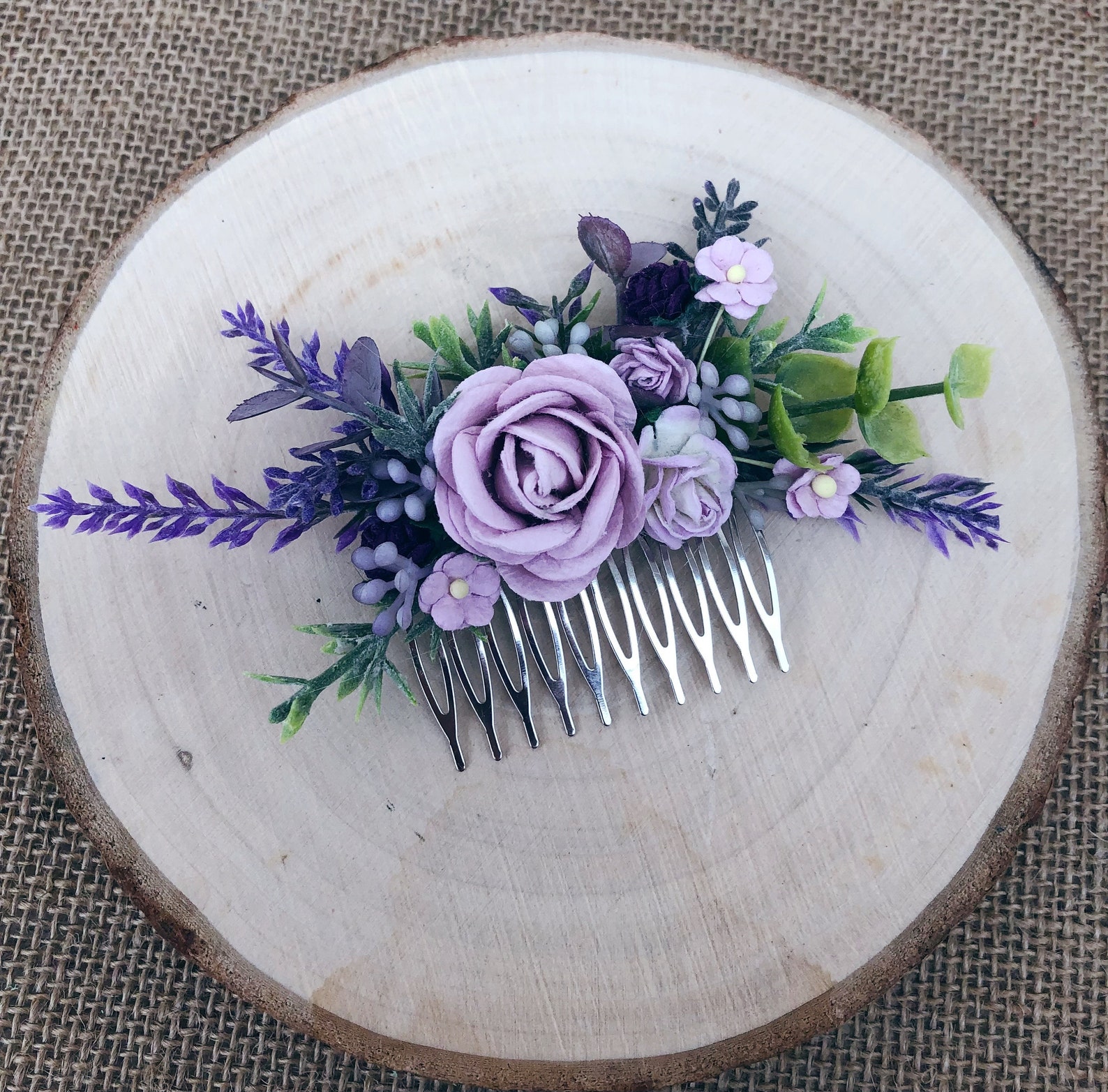 Lilac Lavender Flower Hair Comb / Bridesmaid Bridal Wedding - Etsy