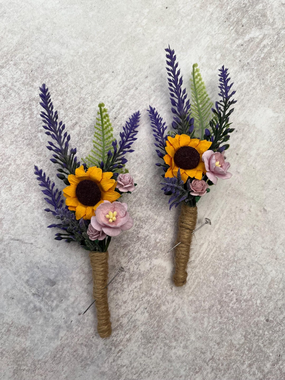 Sunflower and Lavender Wedding Boutonniere/ Wedding Buttonhole/ Grooms ...