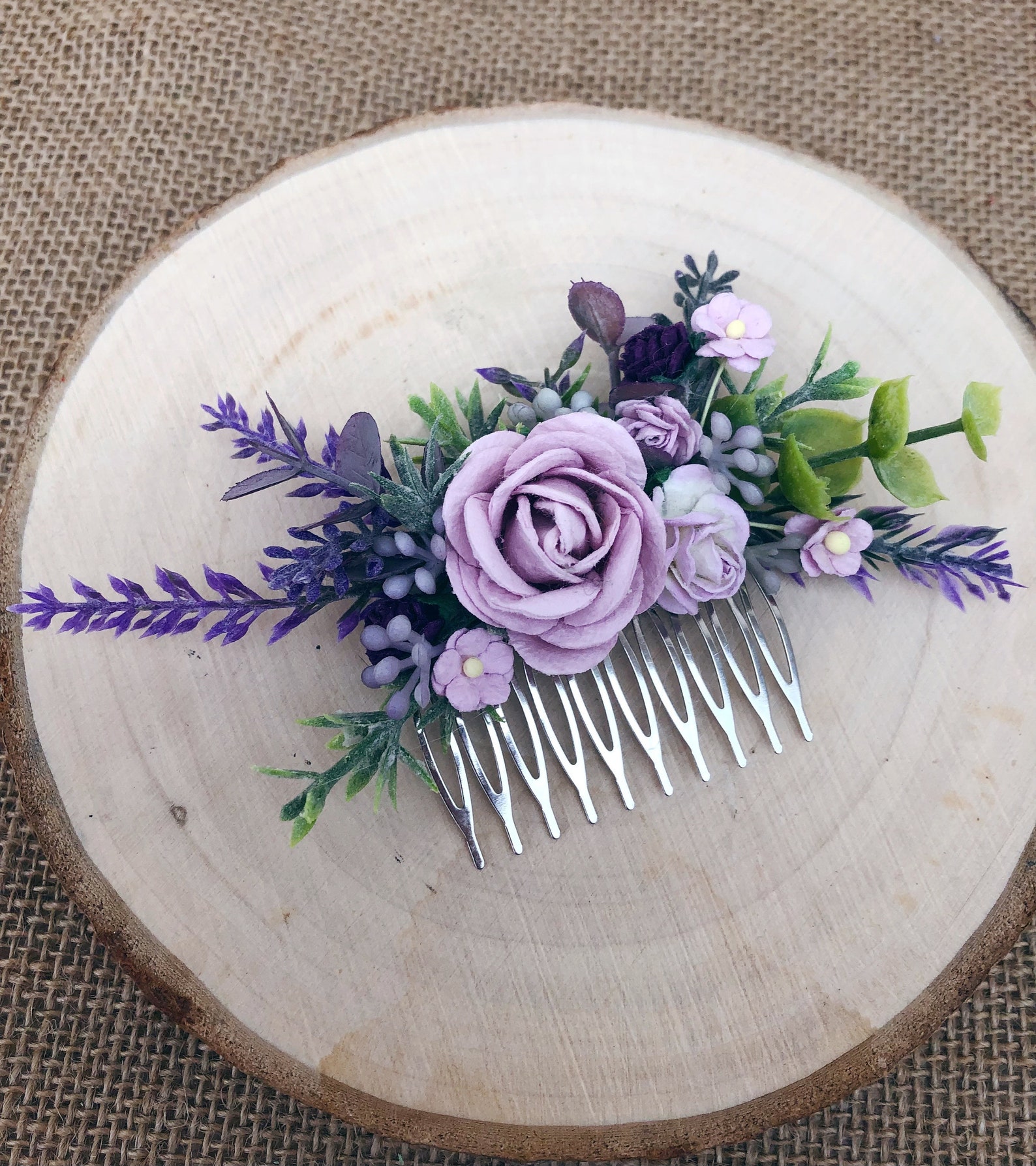 Lilac Lavender Flower Hair Comb / Bridesmaid Bridal Wedding - Etsy