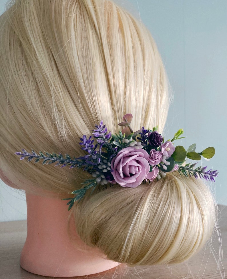 Lilac Lavender Flower Hair Comb / Bridesmaid Bridal Wedding - Etsy