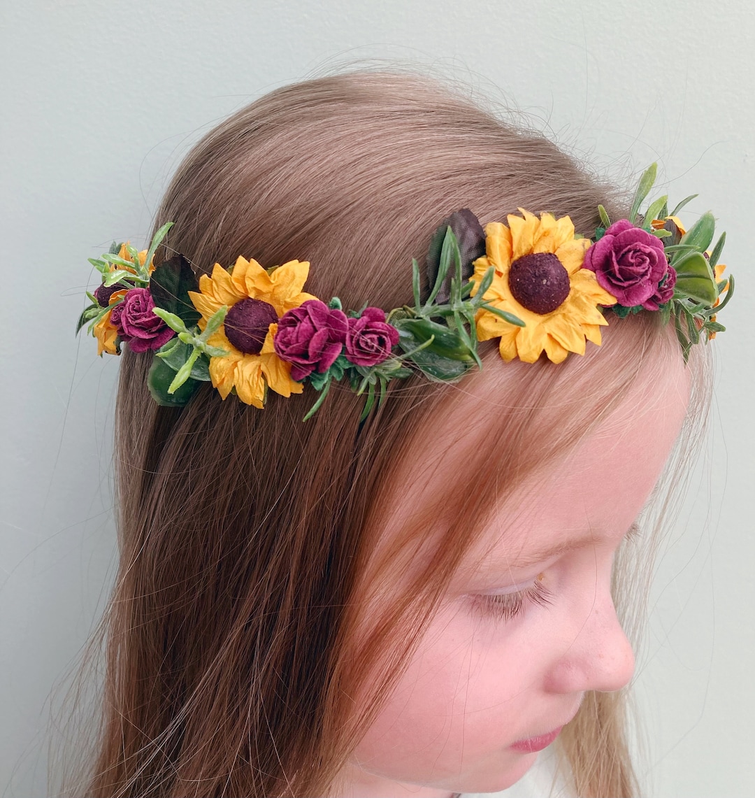 Sunflower Crown Headband / Flower Floral Girl Bridal Bridesmaid Crown ...
