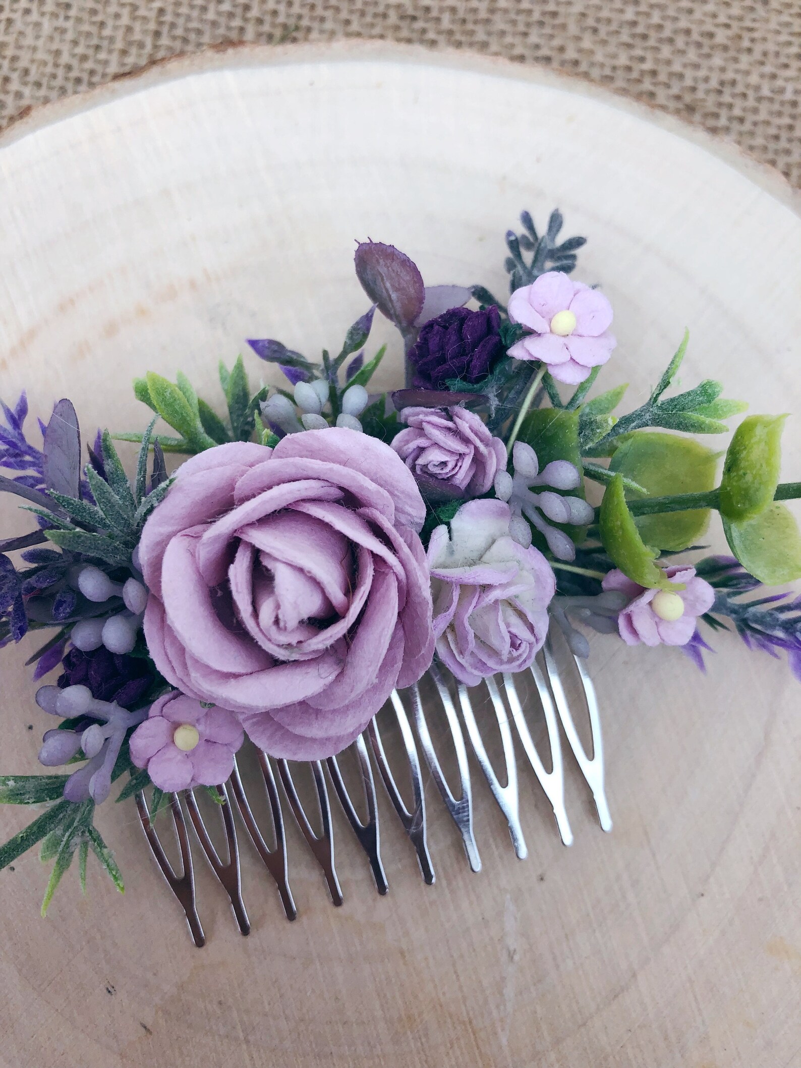 Lilac Lavender Flower Hair Comb / Bridesmaid Bridal Wedding - Etsy