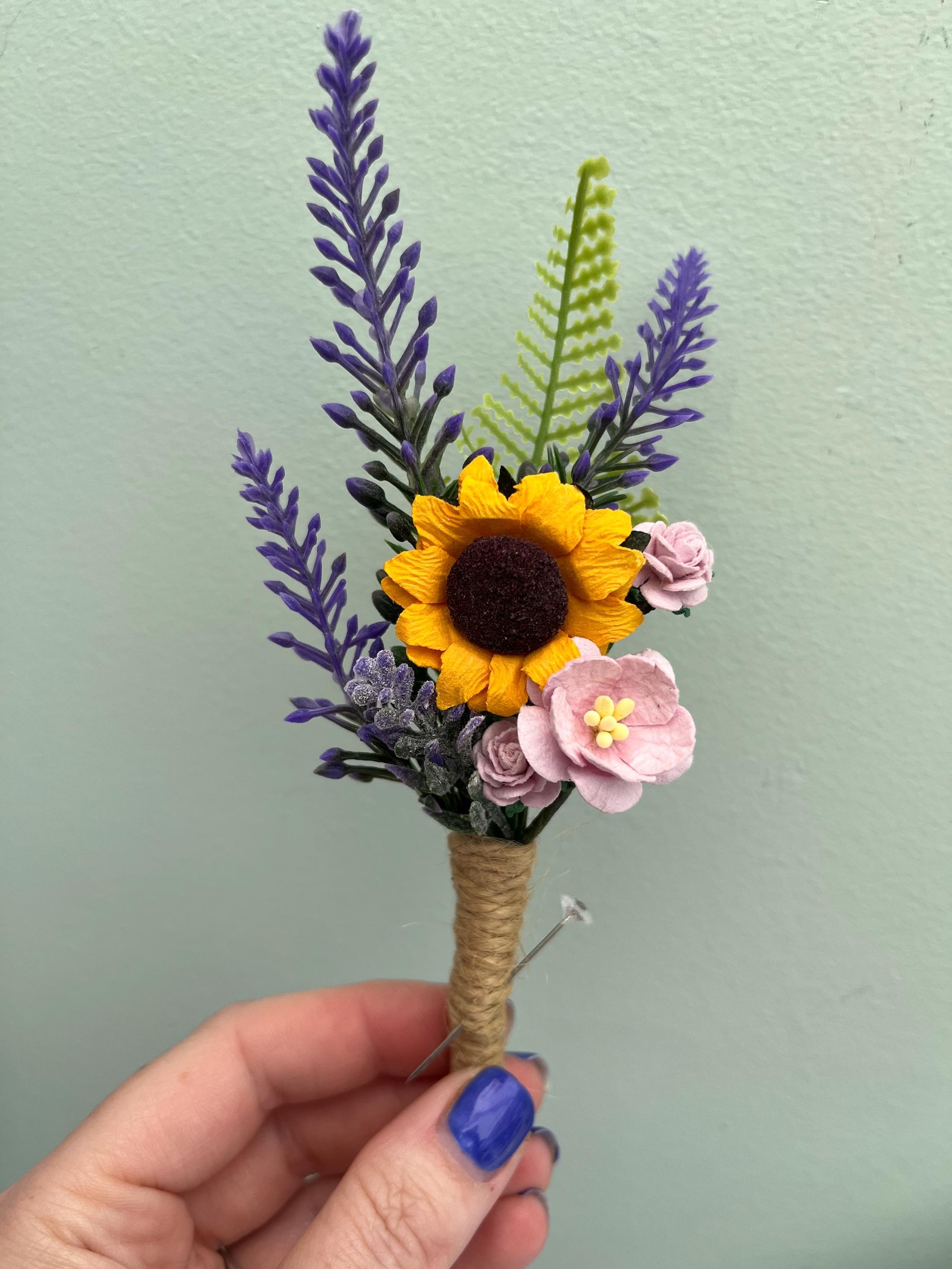Sunflower and Lavender Wedding Boutonniere/ Wedding Buttonhole/ Grooms ...
