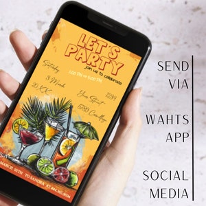 Invitation Card, Digital Download, Whatsapp Party, Mobile Invitation ...
