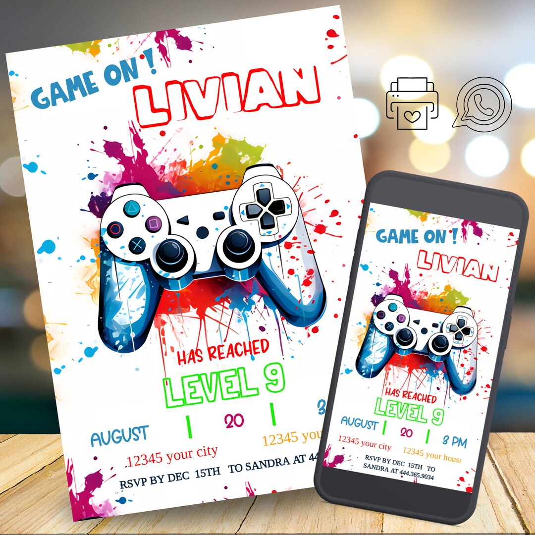 Video Game Invitation, Game Console Invitation, Video Game Birthday ...
