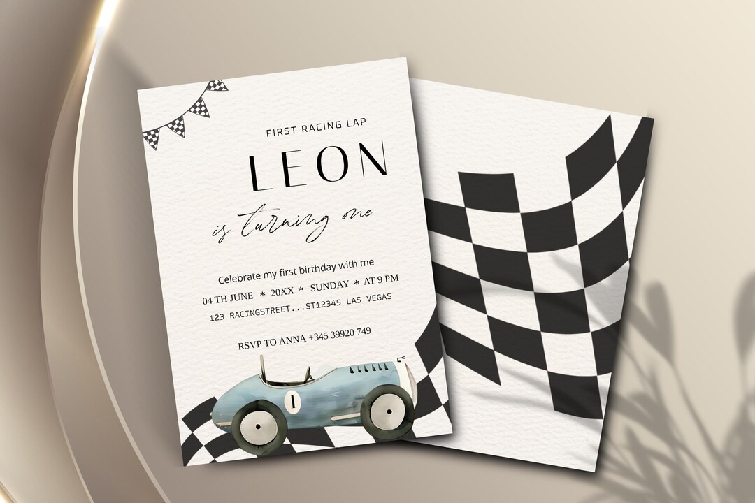 Racing Car Birthday Invitation Template, Racing Car Invitation Kids ...
