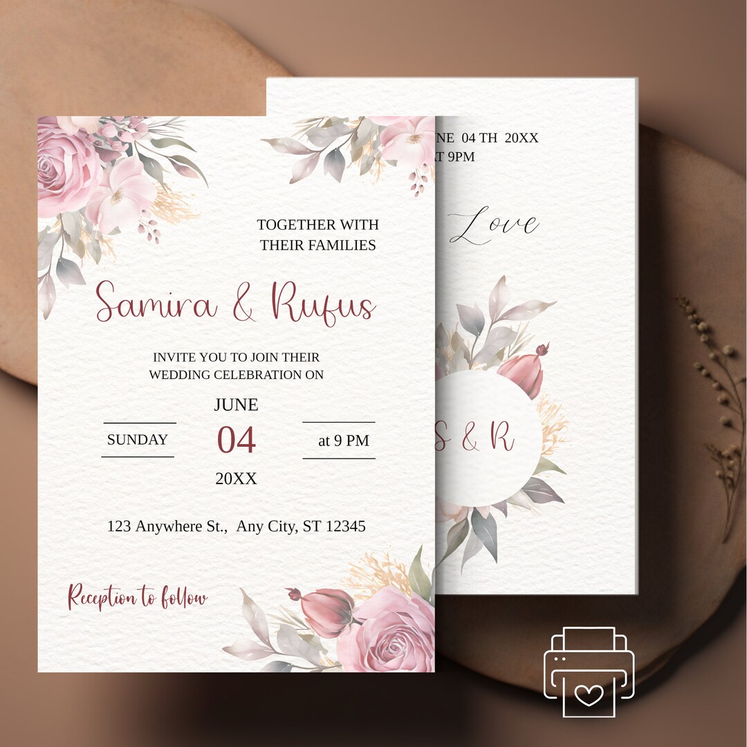Minimalist Wedding Invitation With Photo, Invitation Card for Wedding ...