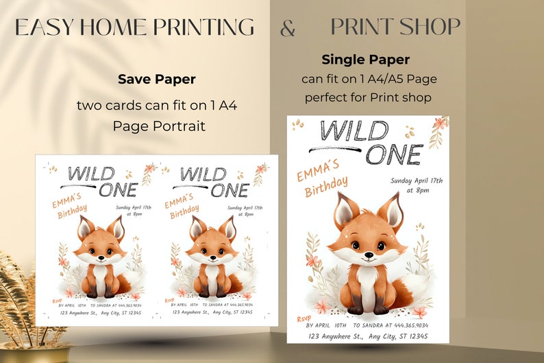 Fox Birthday Invitation Editable, Digital Invitation, Wild Party ...