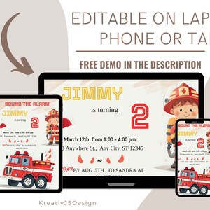 Digital Birthday Invitation Fire Department, Fireman Invitation Card ...