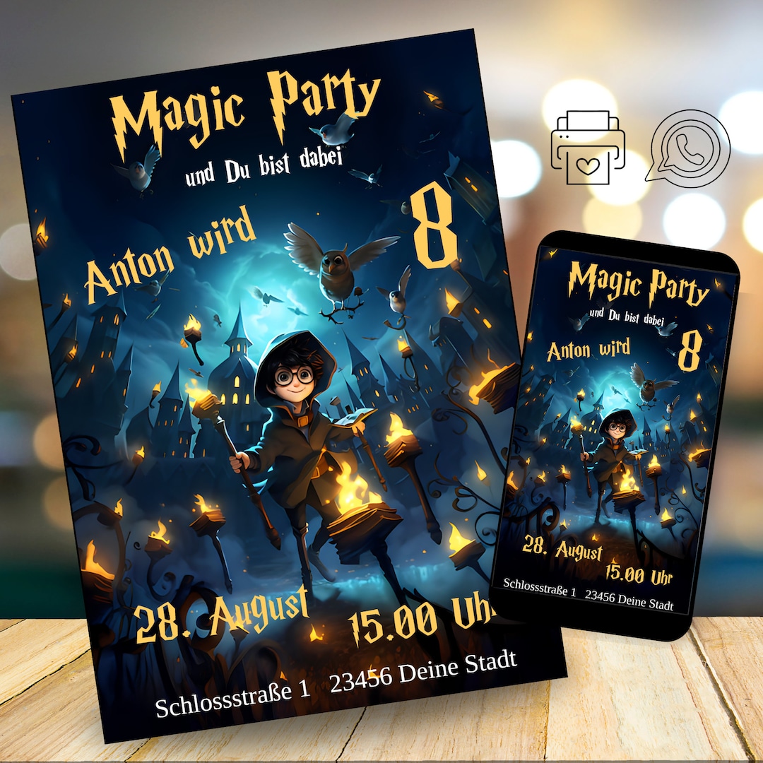 Magician Birthday Invitation Template Editable Digital Download ...