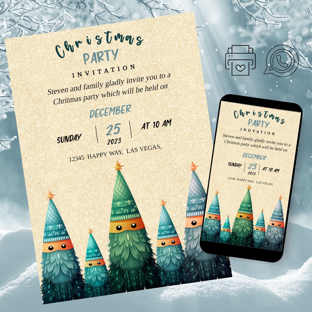 Editable Christmas Party Invitation, Christmas Invitation, Electronic ...