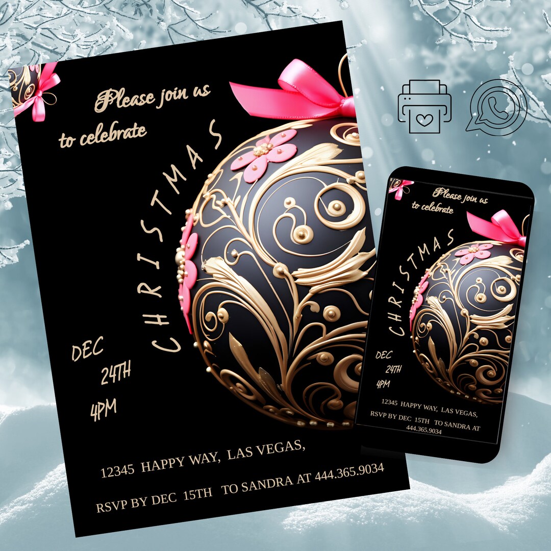 Editable Christmas Party Invitation, Christmas Invitation, Electronic ...