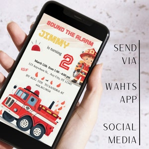 Digital Birthday Invitation Fire Department, Fireman Invitation Card ...