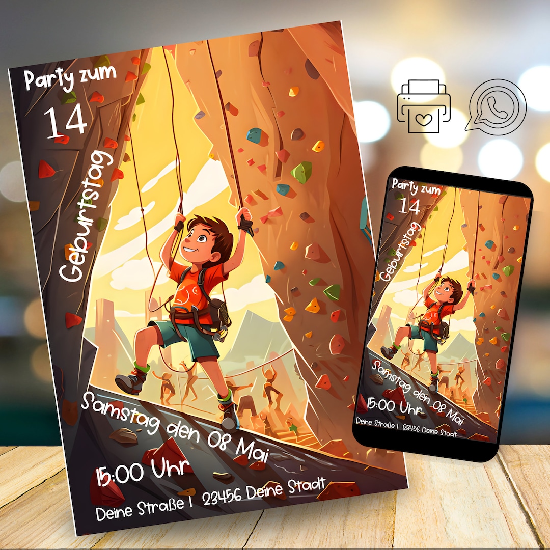 Climbing Park Birthday Invitation Editable Digital Download, Climbing ...