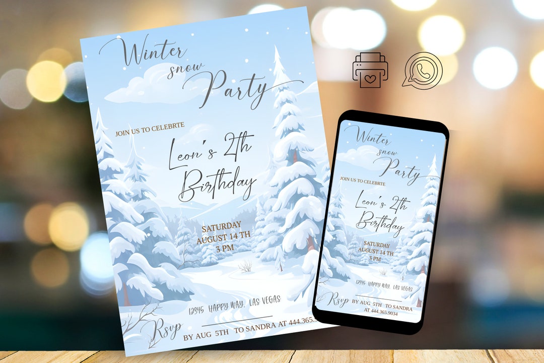 Editable Winter Invitation, Christmas Invitation, Electronic Invitation ...