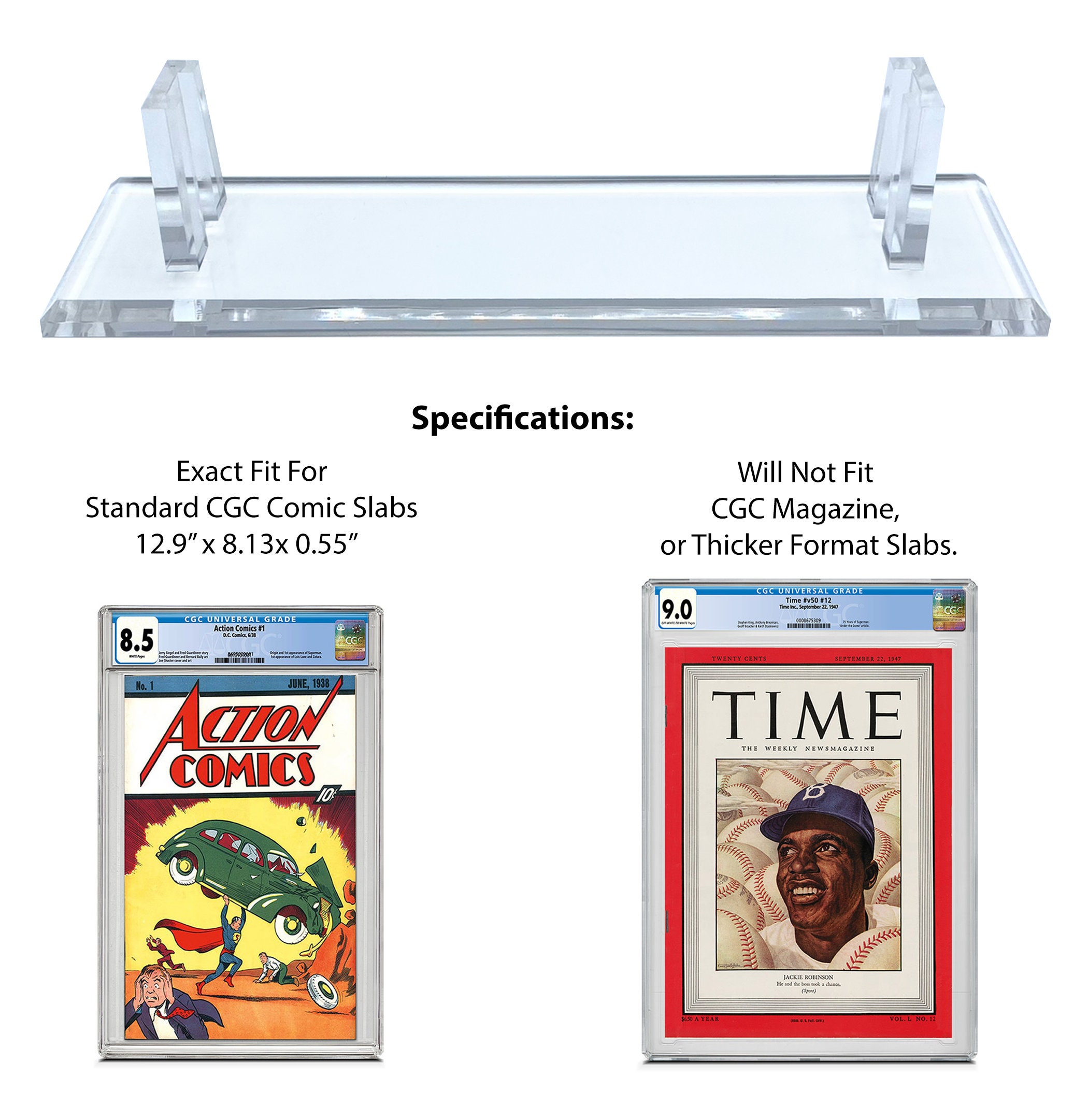 Graded Comic Book Display Heavy Acrylic Display Stand to Fit CGC Graded ...