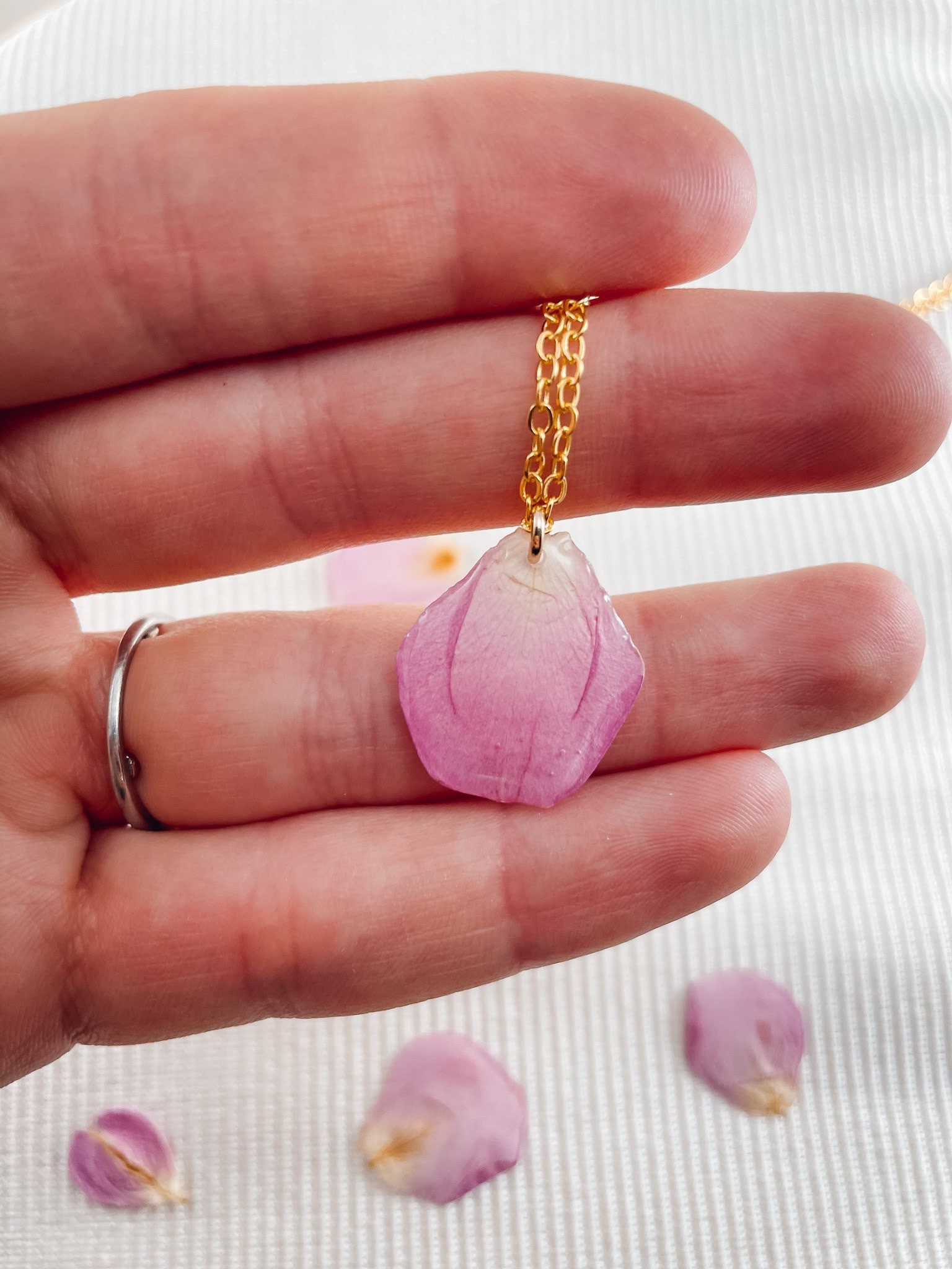 Real Rose Petal Pendant on chain Terrarium Jewelry Real | Etsy