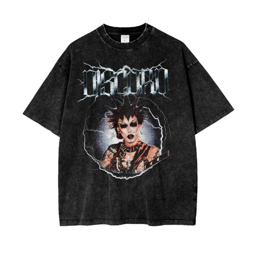 Discord Addams Acid Wash Oversize Distressed Band T-shirt - Etsy