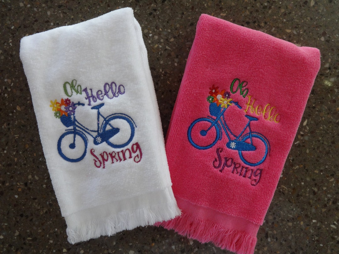 Oh Hello Spring Bike With Flowers Fingertip Towel, Child, Grandchild or ...