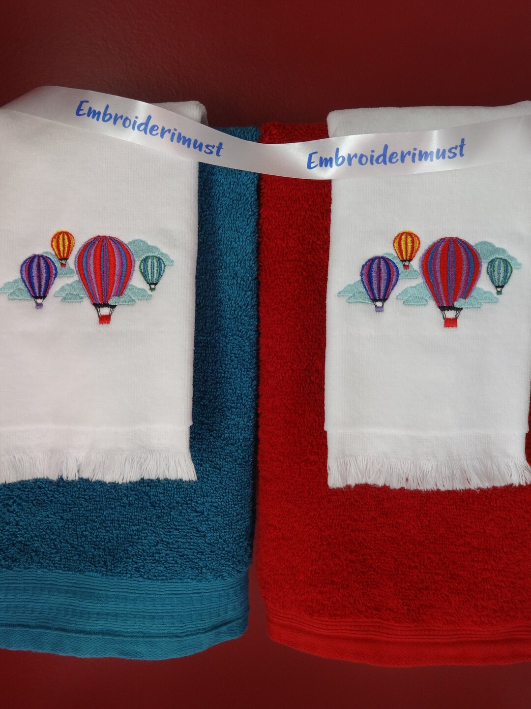 Hot Air Balloon Fingertip Towel, Spring or Summer Guest Bathroom Towel ...
