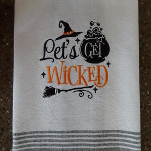 Embroidered Halloween Kitchen Dish/tea Towel, Let's Get Wicked Decor - Etsy