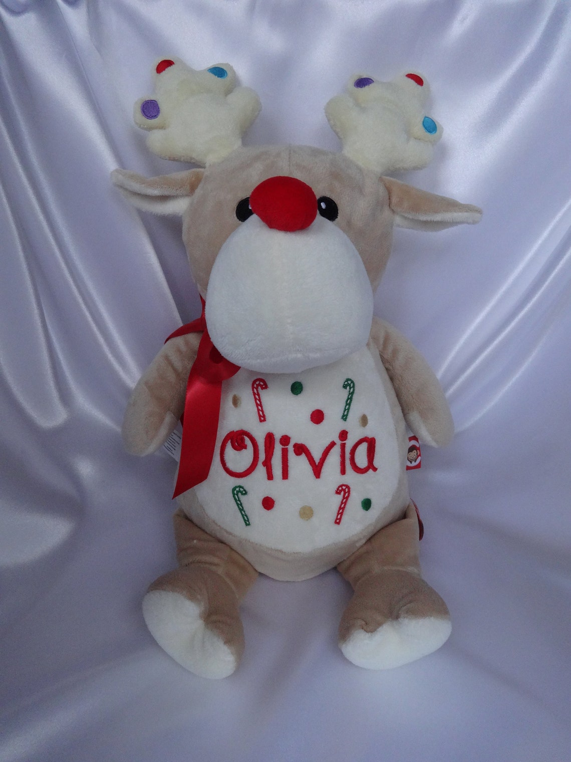 Personalized Embroidered Stuffed Reindeer Christmas or - Etsy