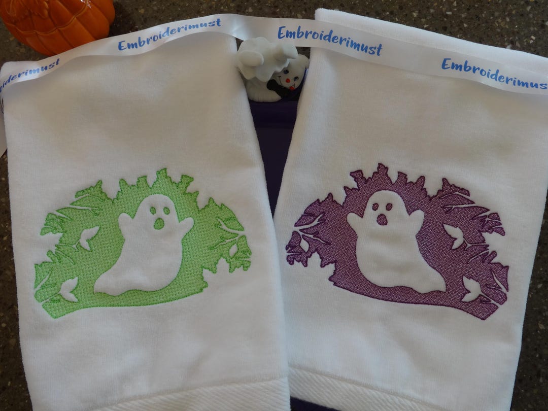 Embroidered Halloween Ghost Hand Towels, Spooky Holiday Decor - Etsy