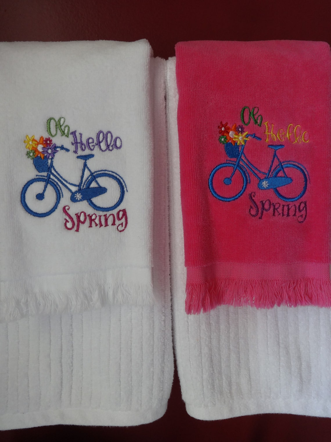 Oh Hello Spring Bike With Flowers Fingertip Towel Child - Etsy