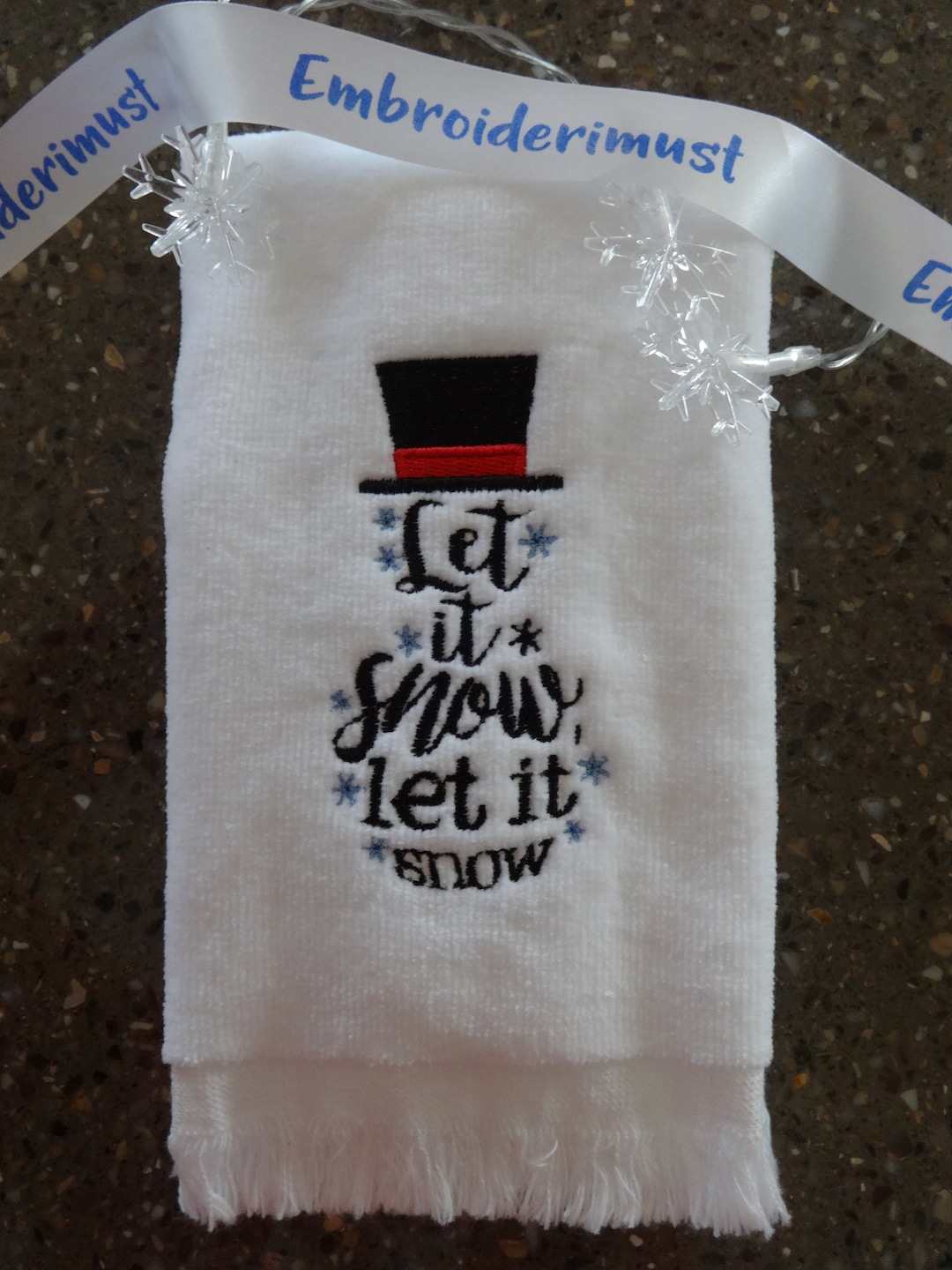 Let It Snow Snowman and Snowflakes Fingertip Towel, Housewarming Gift ...