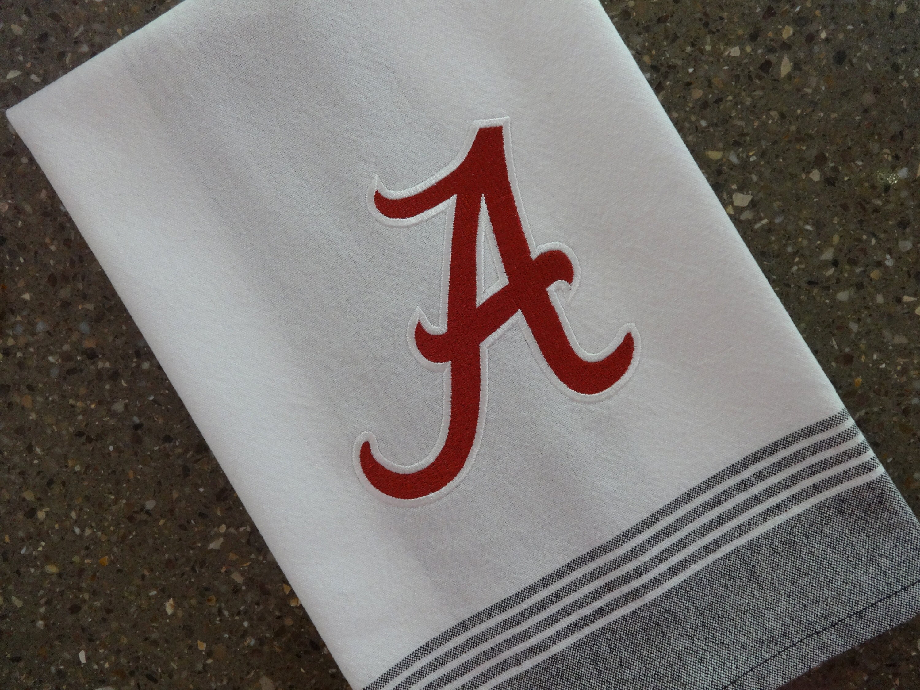 Embroidered Alabama kitchen tea towel Alabama decor Crimson | Etsy
