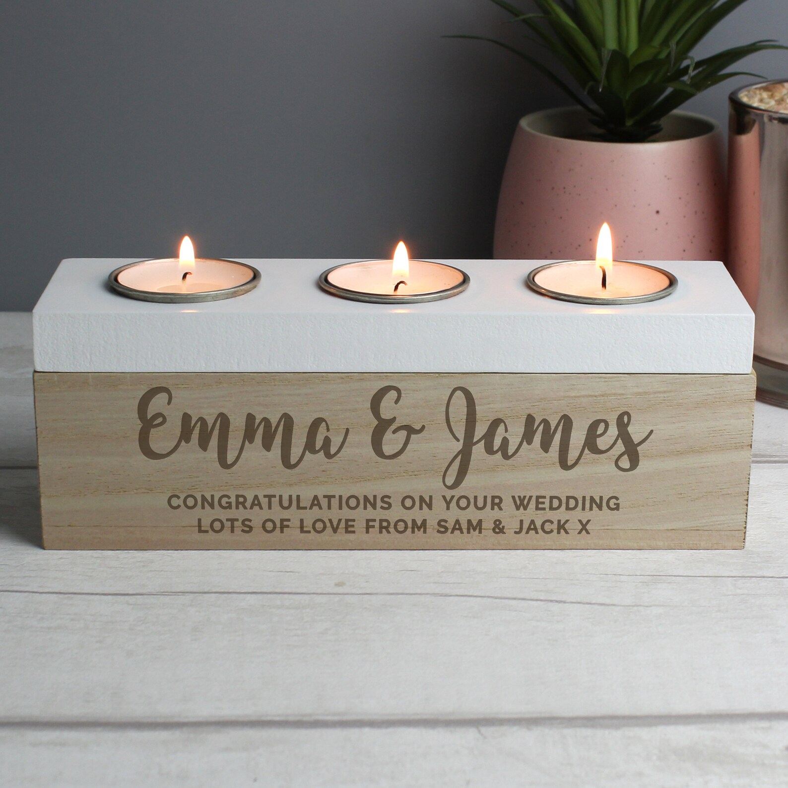 Personalised Married Couple Triple Tea Light Box Wedding | Etsy